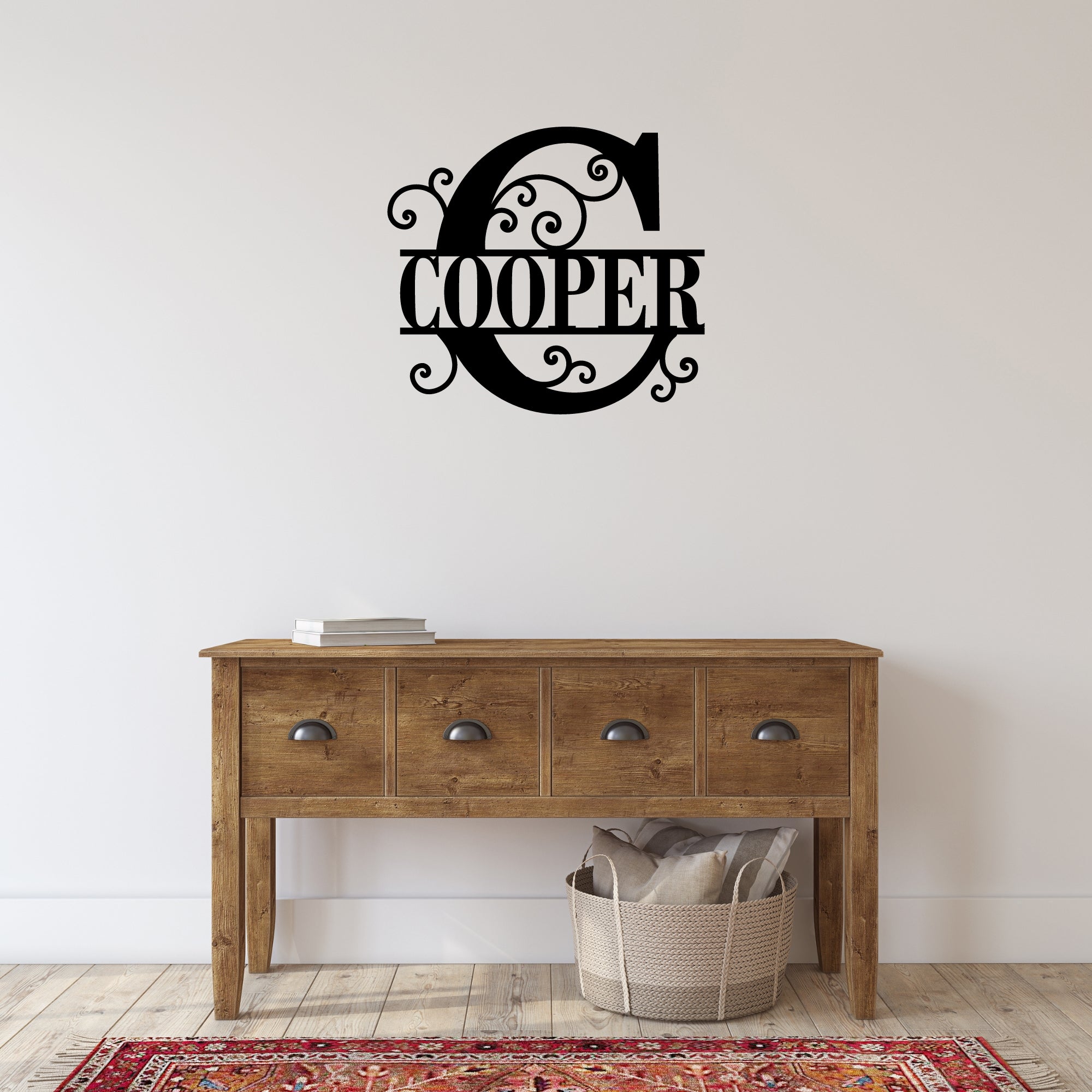 Custom Initial Metal Wall Art with Scrollwork – Bosfori