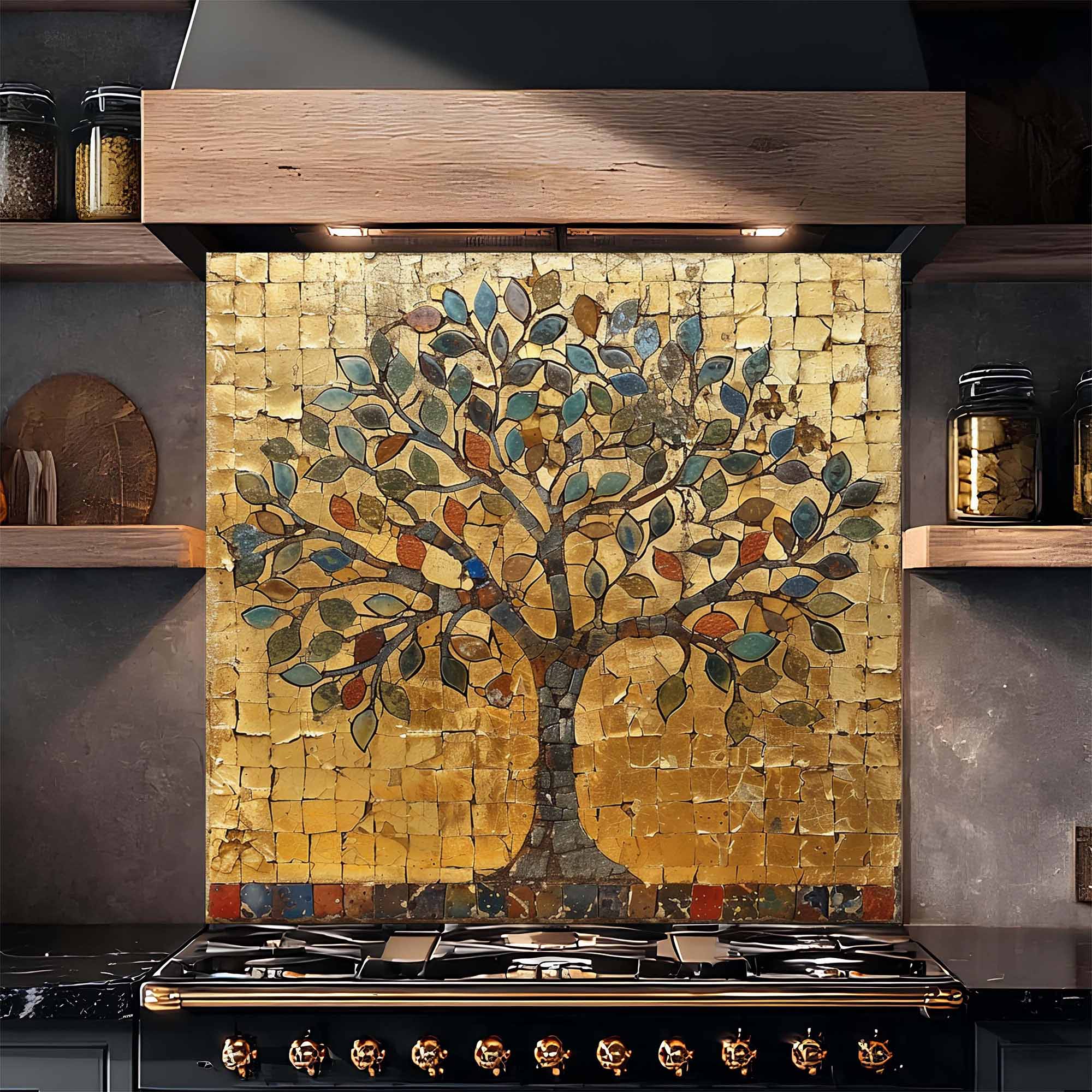 Mosaic Tempered Glass Backsplash – Tree of Life Kitchen Backsplash ...