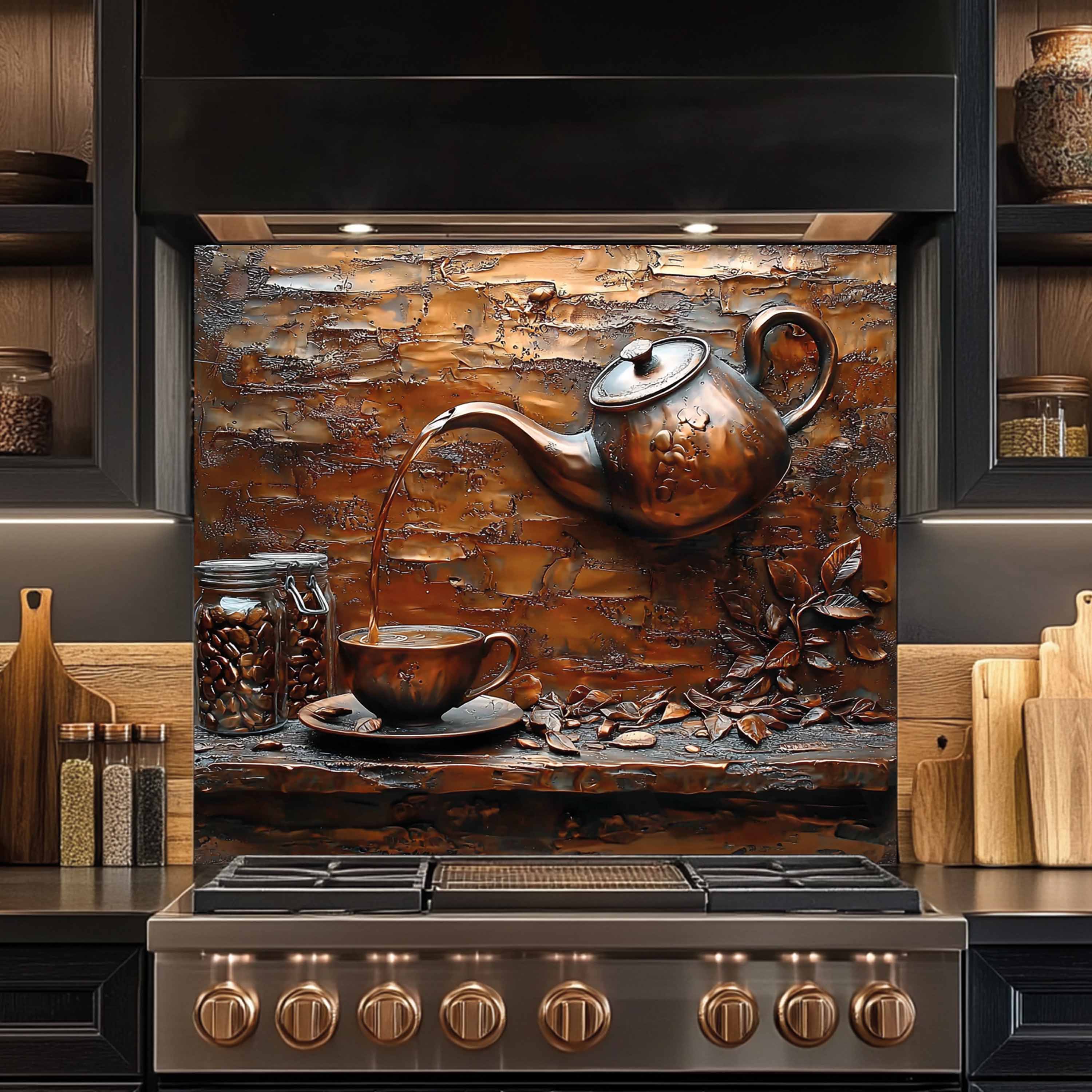 Copper Look Glass Backsplash – Rustic Kitchen Backsplash Behind Stove ...