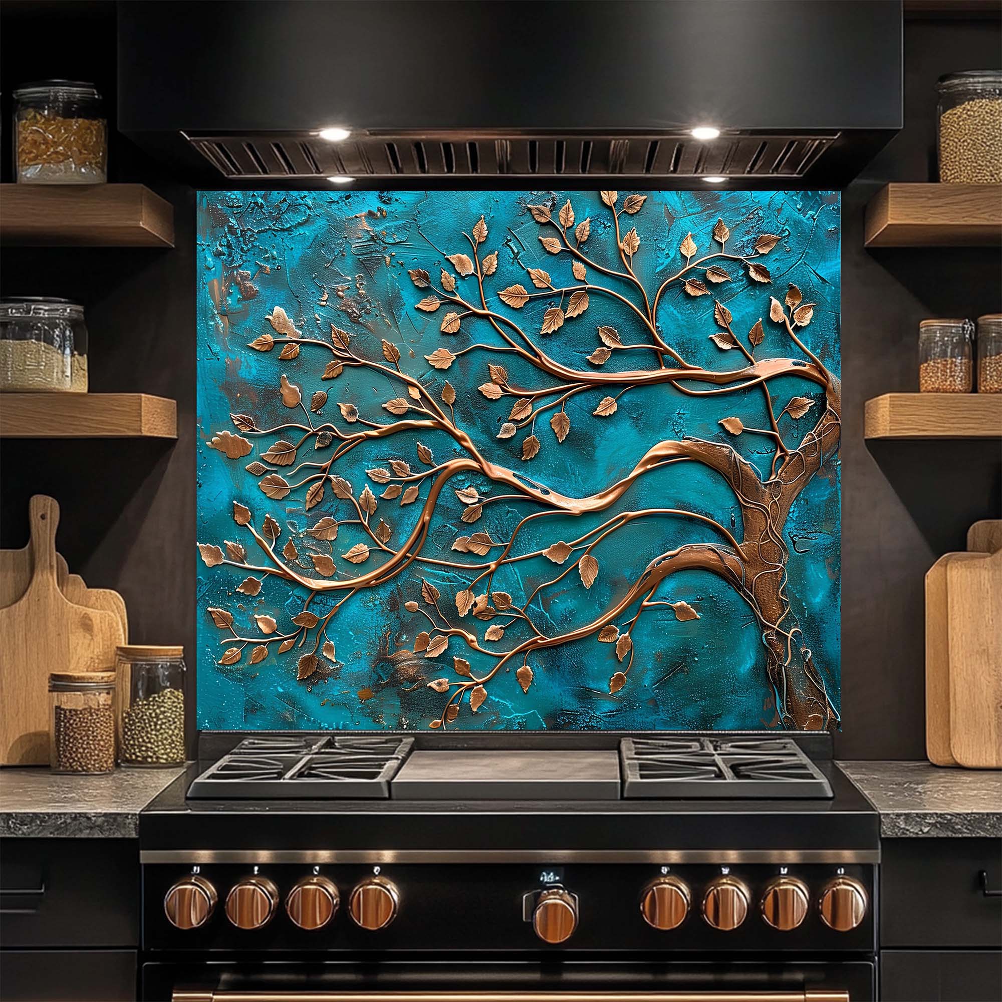 Bronze Harmony Glass Backsplash – Copper Look Glass Kitchen Splashback ...